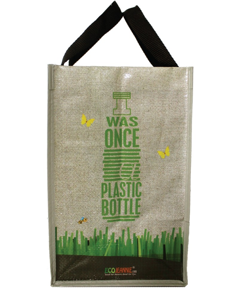 EcoJeannie Laminated Mini Woven Reusable Shopping Tote Bag