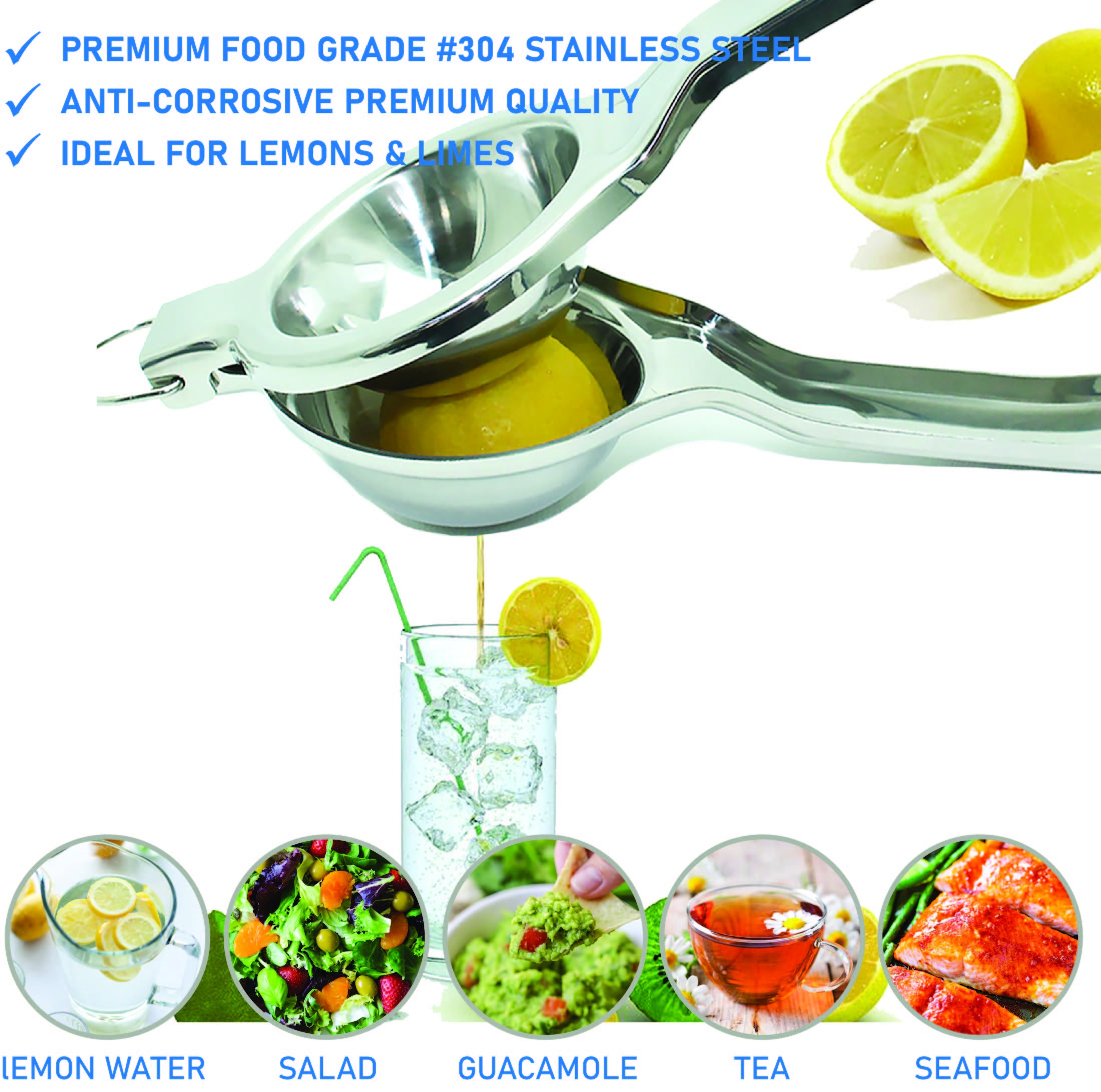 EcoJeannie Premium Quality Lemon Squeezer - Manual Jumbo Size Stainless ...
